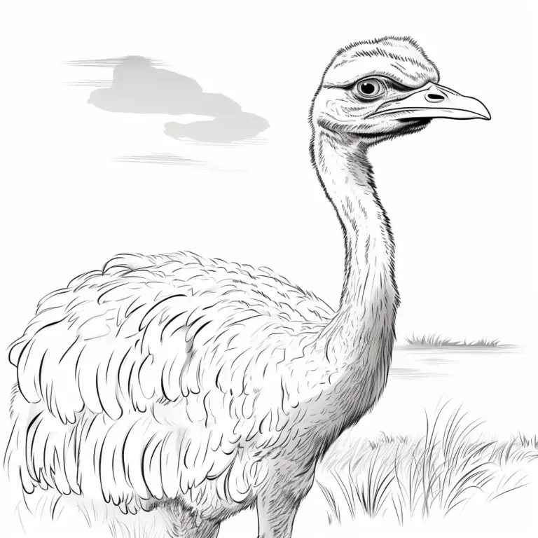 Struś kolorowanka z bardzo ciekawym ptakiem